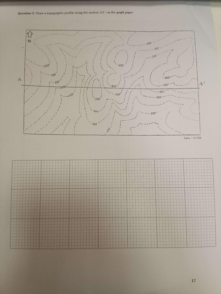 Solved Question 2t Draw u topographic prolile along the | Chegg.com