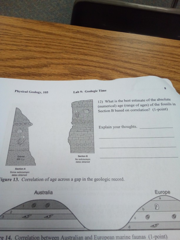 Solved 8 Physical Geology, 105 Lab 9: Geologic Time 12) What | Chegg.com