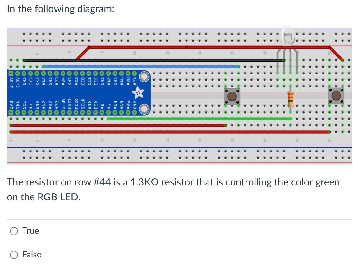 Solved In the following diagram: The resistor on row \#44 is | Chegg.com