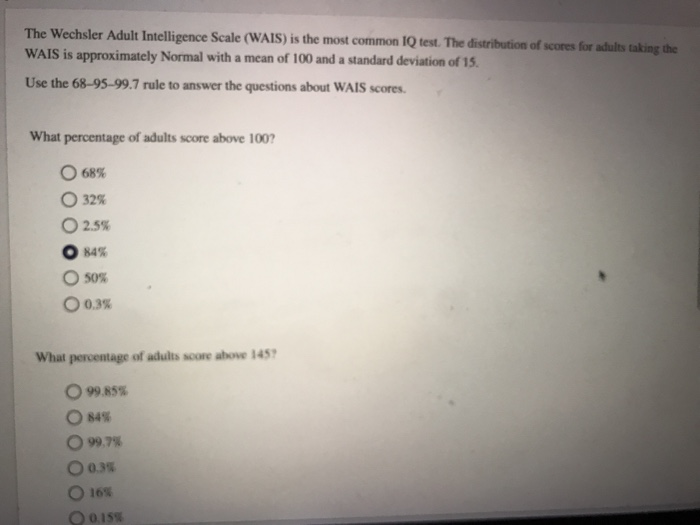 Solved Scale (WAIS) is the most common 10 test. The | Chegg.com