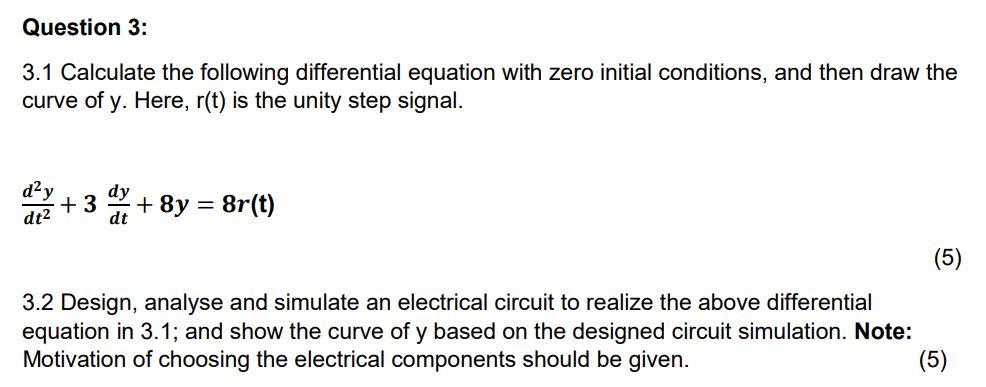 Solved 3.1 Calculate the following differential equation | Chegg.com