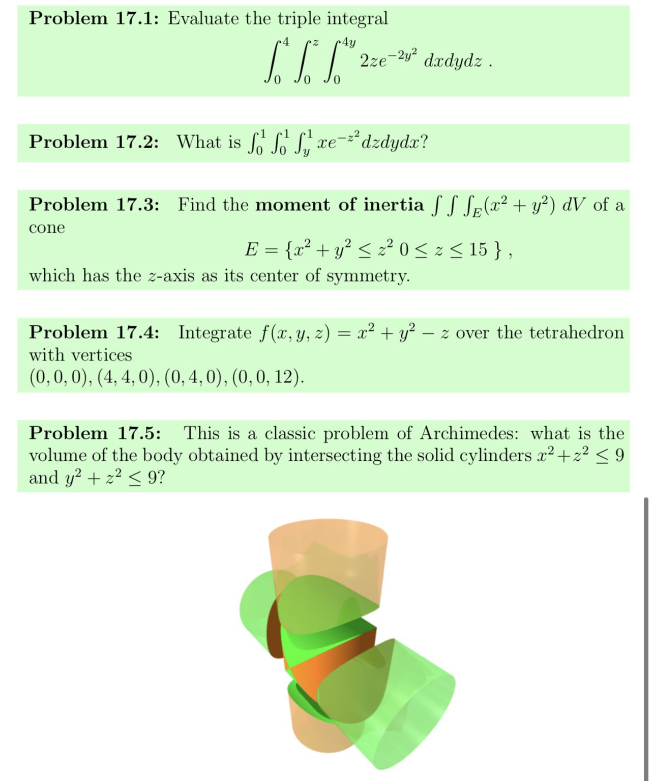 Solved Problem 17.1: Evaluate the triple integral | Chegg.com