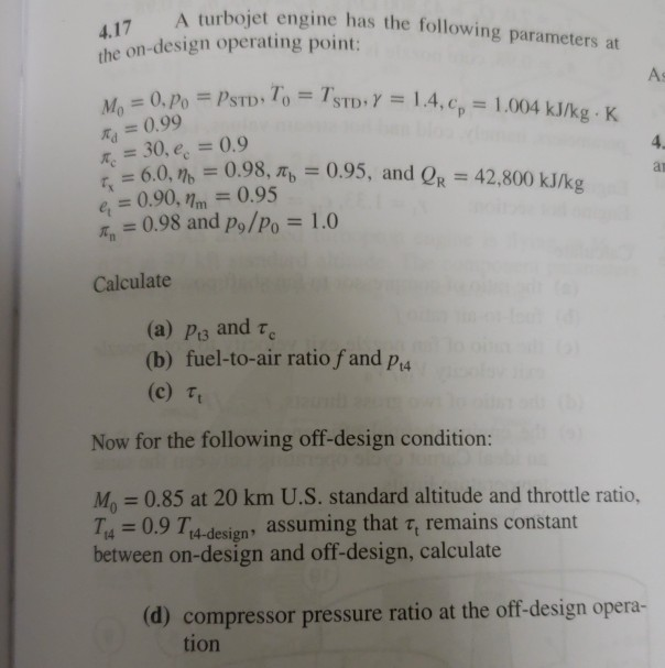 Solved bojet engine has the following parameters at | Chegg.com