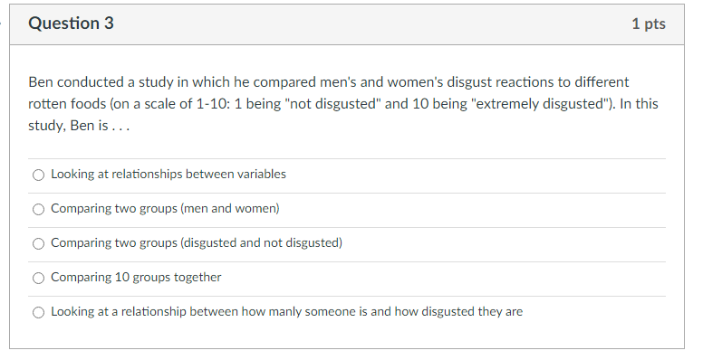 Solved Ben conducted a study in which he compared men's and | Chegg.com