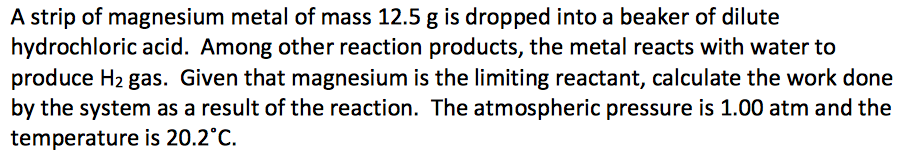 Solved A strip of magnesium metal of mass 12.5 g is dropped | Chegg.com