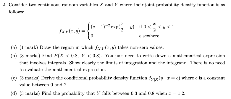Solved 2 Consider Two Continuous Random Variables X And Y 
