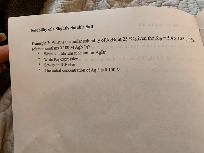 Solved Solubility of a Slightly Soluble Salt Example 3: What | Chegg.com