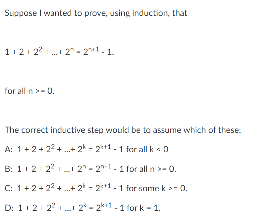 Solved Suppose I wanted to prove, using induction, that | Chegg.com