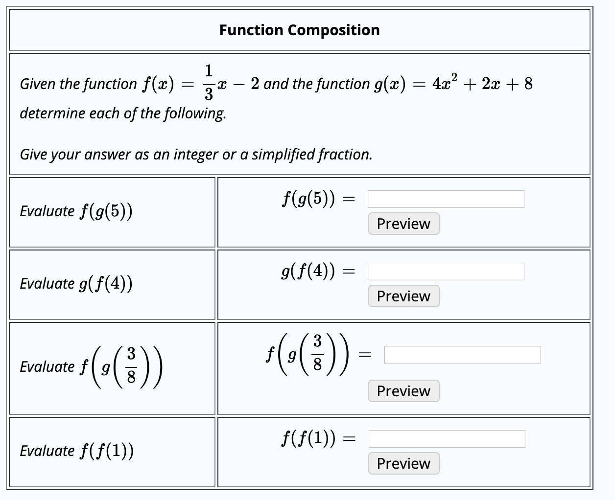 Solved Function Composition 7 Given the function f(x) = 5x – | Chegg.com