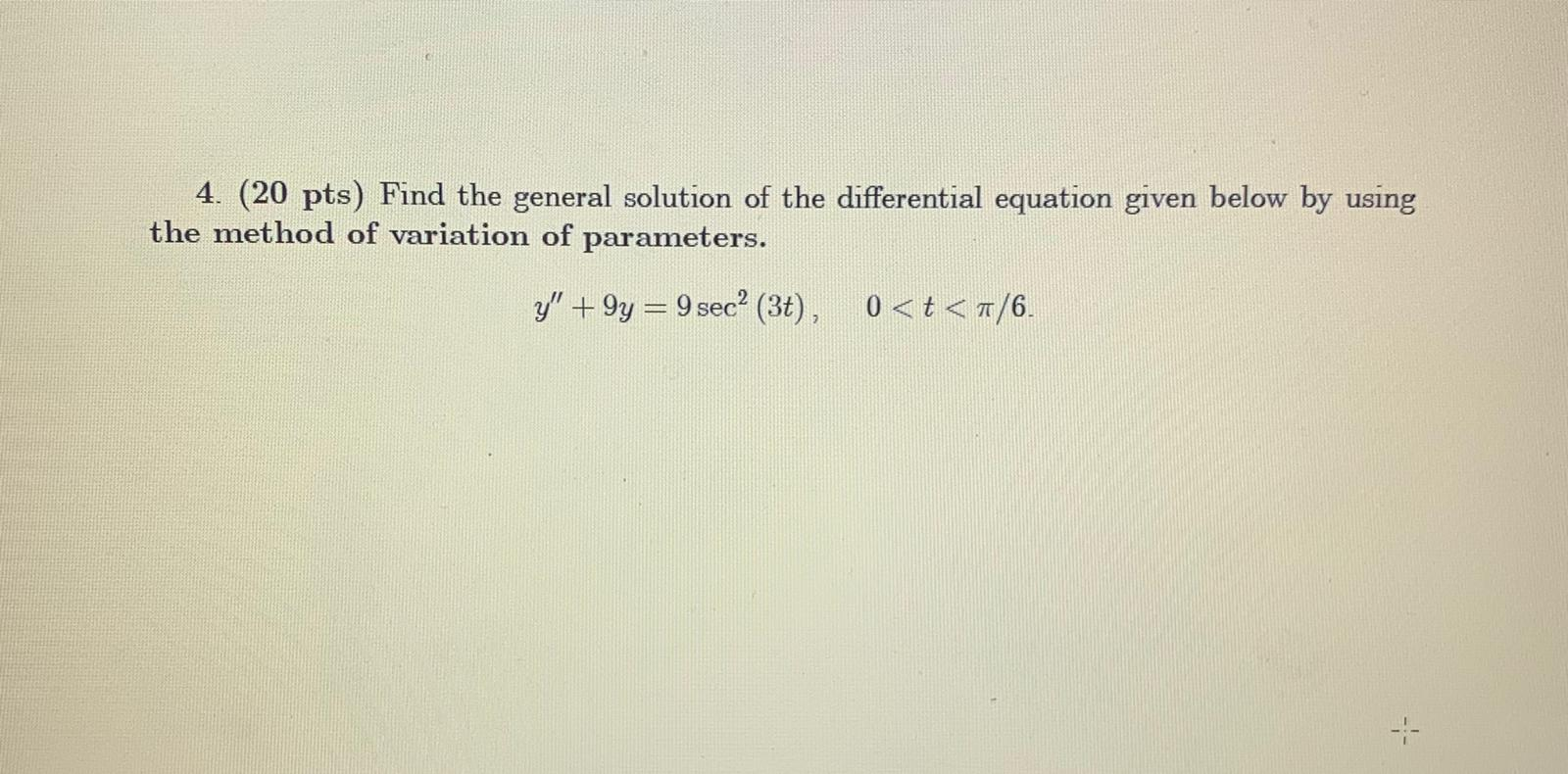 Solved 4. (20 pts) Find the general solution of the | Chegg.com Solved 4. (20 pts) Find the general solution of the | Chegg.com