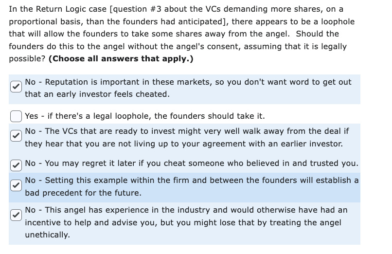 Solved in the Return Logic case [question \#3 about the VCs | Chegg.com