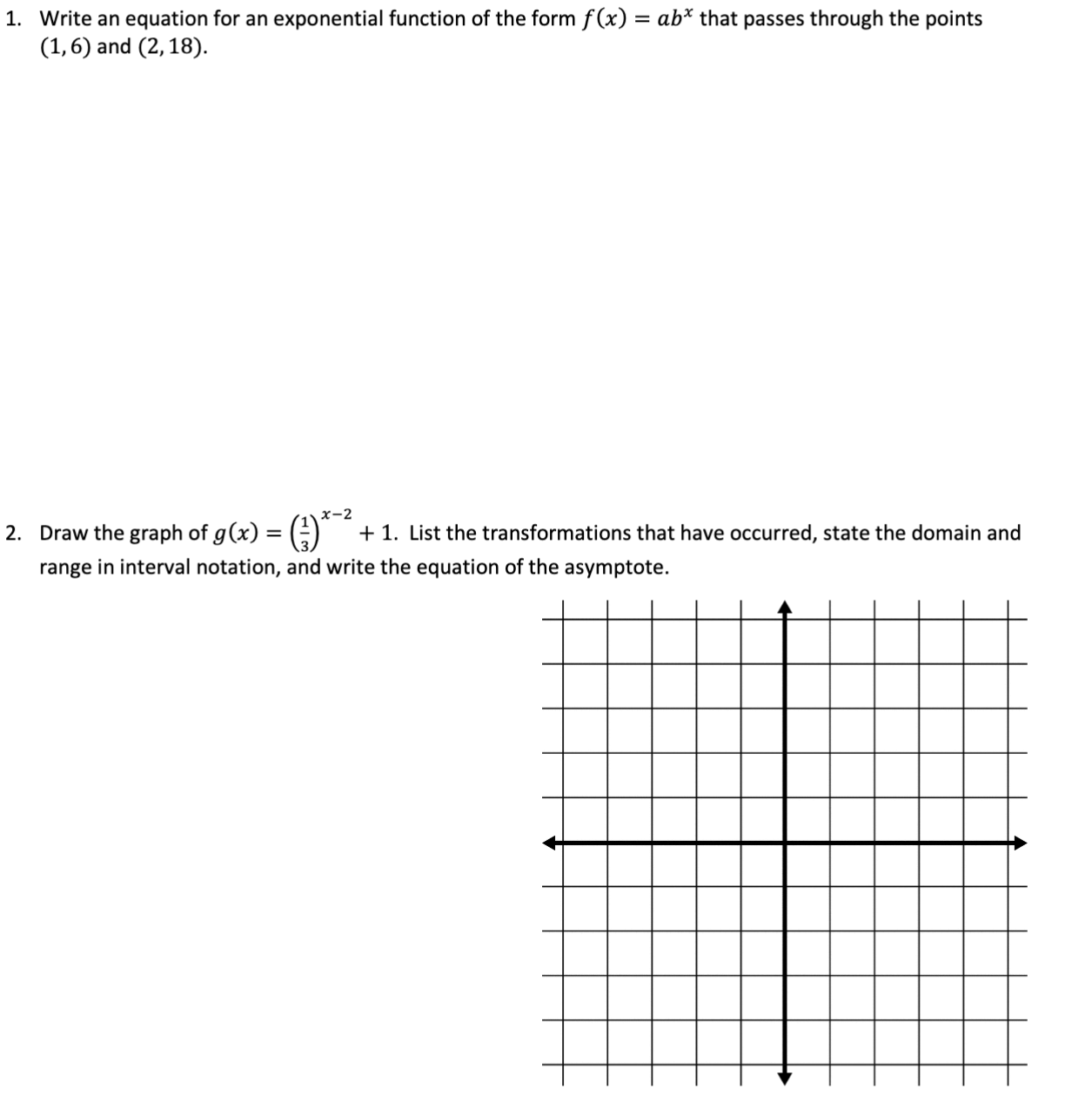 Solved Write an equation for an exponential function of the | Chegg.com