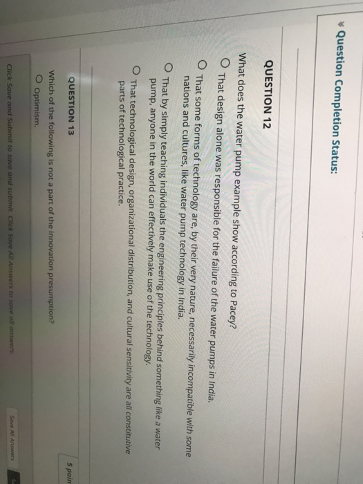 Solved Question Completion Status: QUESTION 12 What does the | Chegg.com
