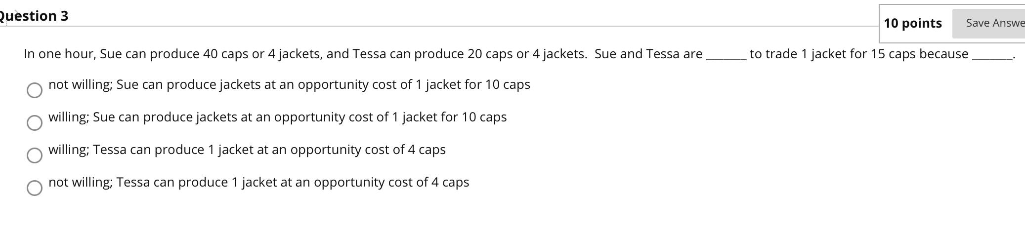Solved Question 3 10 points Save Answe In one hour, Sue can | Chegg.com