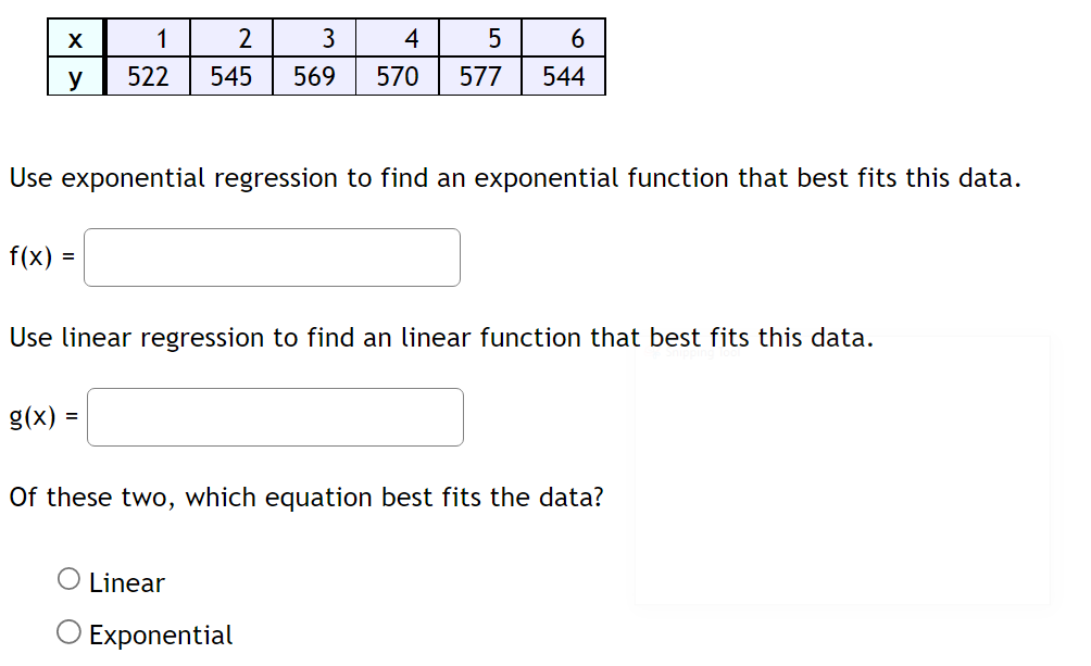 Solved Use exponential regression to find an exponential | Chegg.com