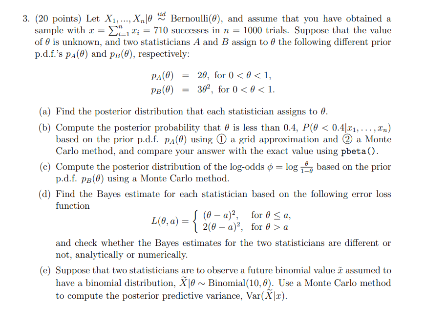 3 20 Points Let X1 Xn θ Iid∼