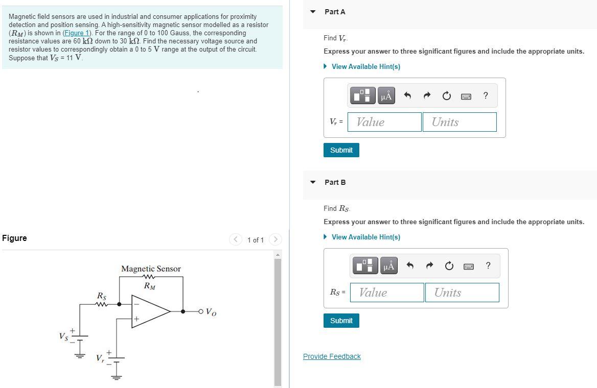 Solved Part A Magnetic field sensors are used in industrial | Chegg.com
