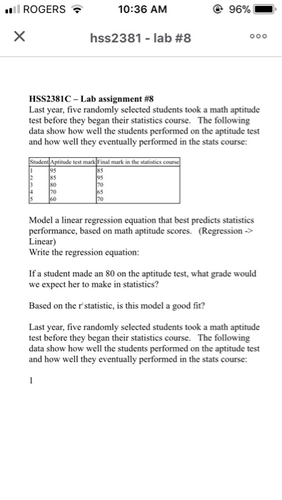 Solved I ROGERS 10:36 AM 96%- hss2381-lab #8 HSS2381C-Lab | Chegg.com