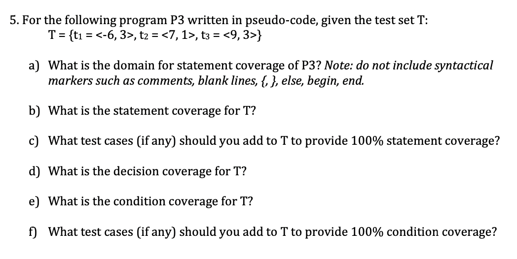 Solved 5. For the following program P3 written in | Chegg.com