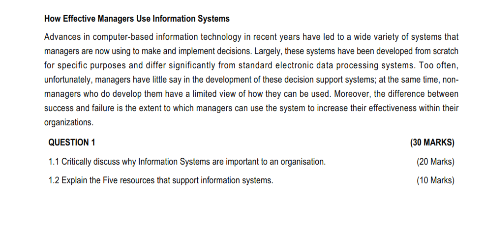 Solved How Effective Managers Use Information Systems | Chegg.com