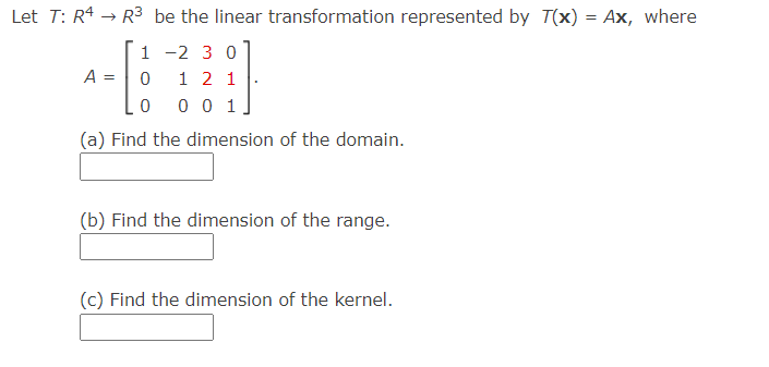 Solved et T:R4→R3 be the linear transformation represented | Chegg.com