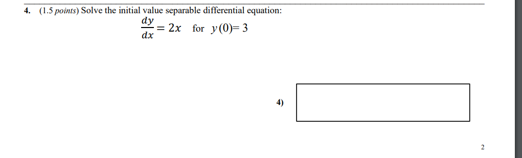 Solved 4. (1.5 points) Solve the initial value separable | Chegg.com