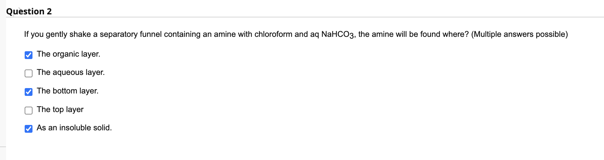 Solved If you gently shake a separatory funnel containing an | Chegg.com