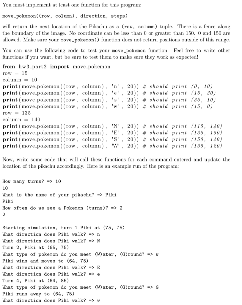 Suppose you have a pikachu that is standing in the | Chegg.com