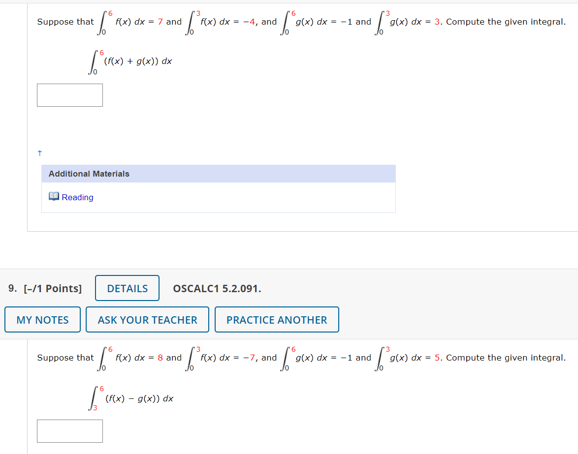 Solved Suppose that ∫06f(x)dx=7 and ∫03f(x)dx=−4, and | Chegg.com
