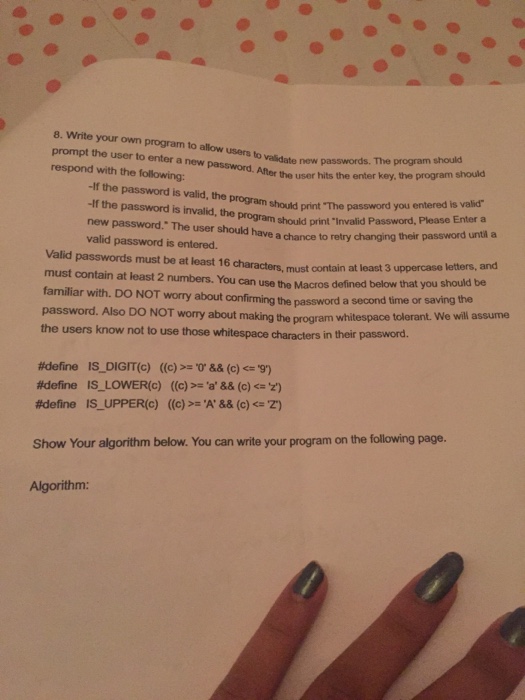 Solved 8. Write your own program to allow users to validate | Chegg.com