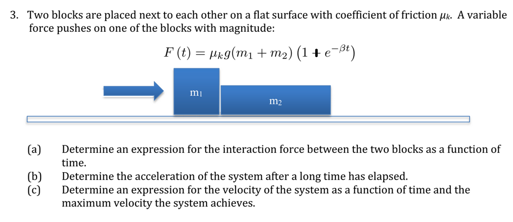 Solved 3. Two blocks are placed next to each other on a flat | Chegg.com