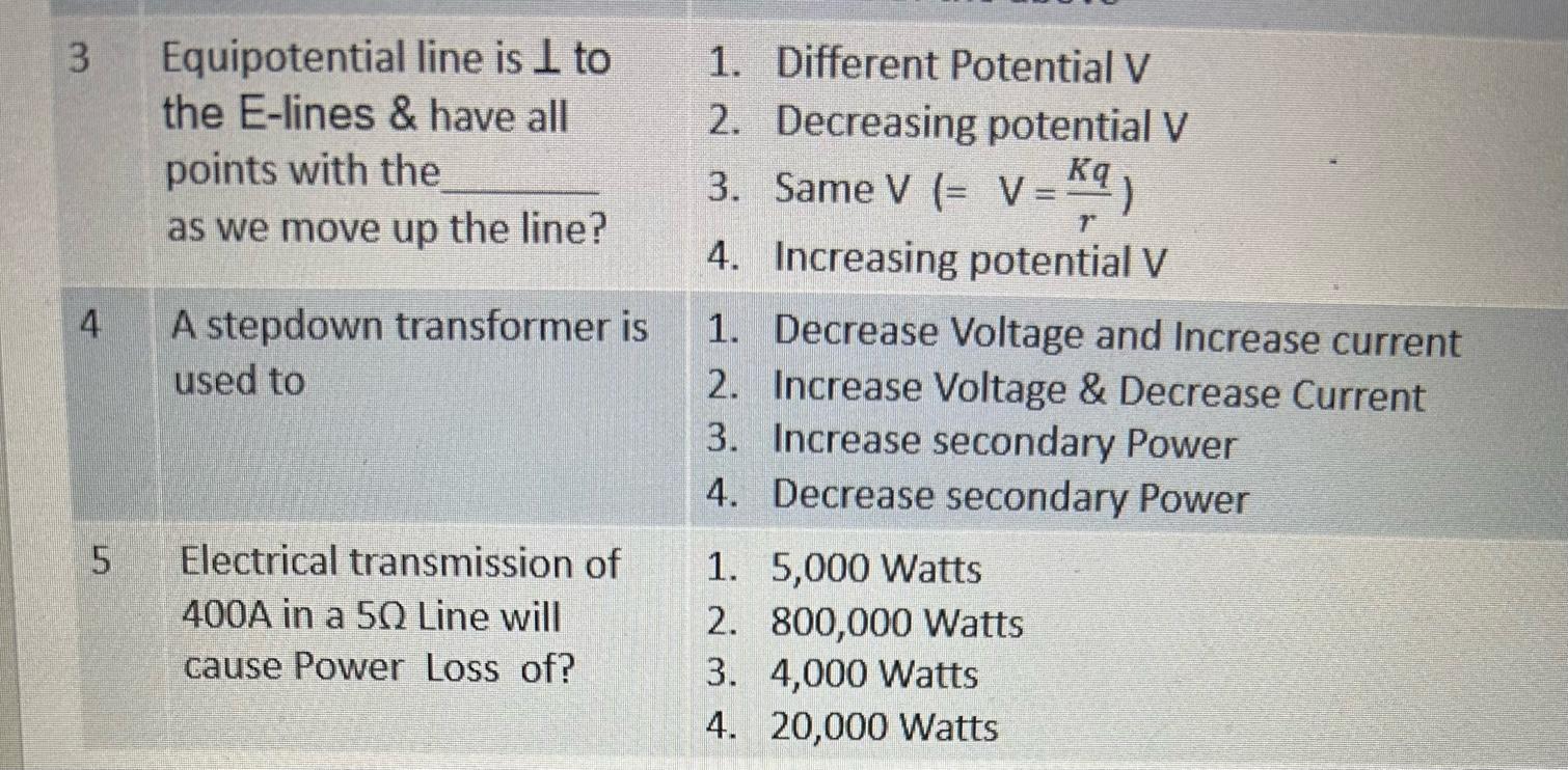 Solved 3 Equipotential line is ⊥ to 1. Different Potential V | Chegg.com