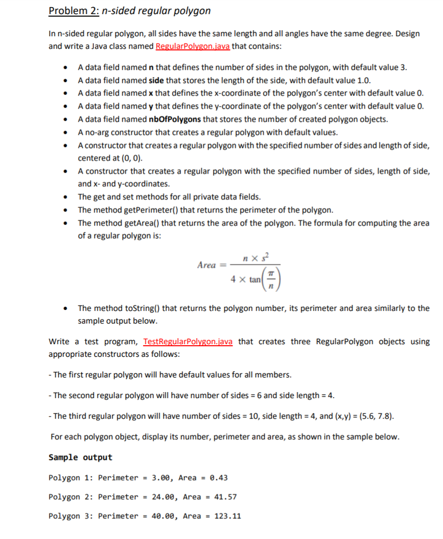 Solved Problem 2: n-sided regular polygon In n-sided regular | Chegg.com