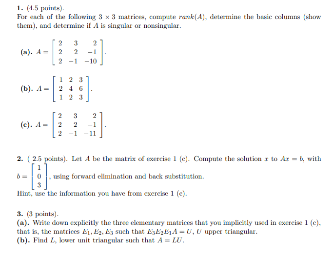 Solved 1. (4.5 points). For each of the following 3×3 | Chegg.com