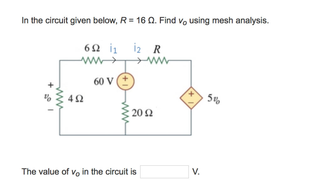 Solved In the circuit given below, R = 16 Ω. Find vo using | Chegg.com