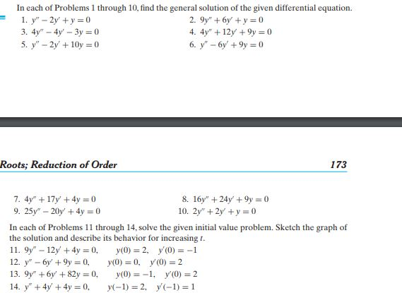 Solved In each of Problems 1 through 10,find the general | Chegg.com