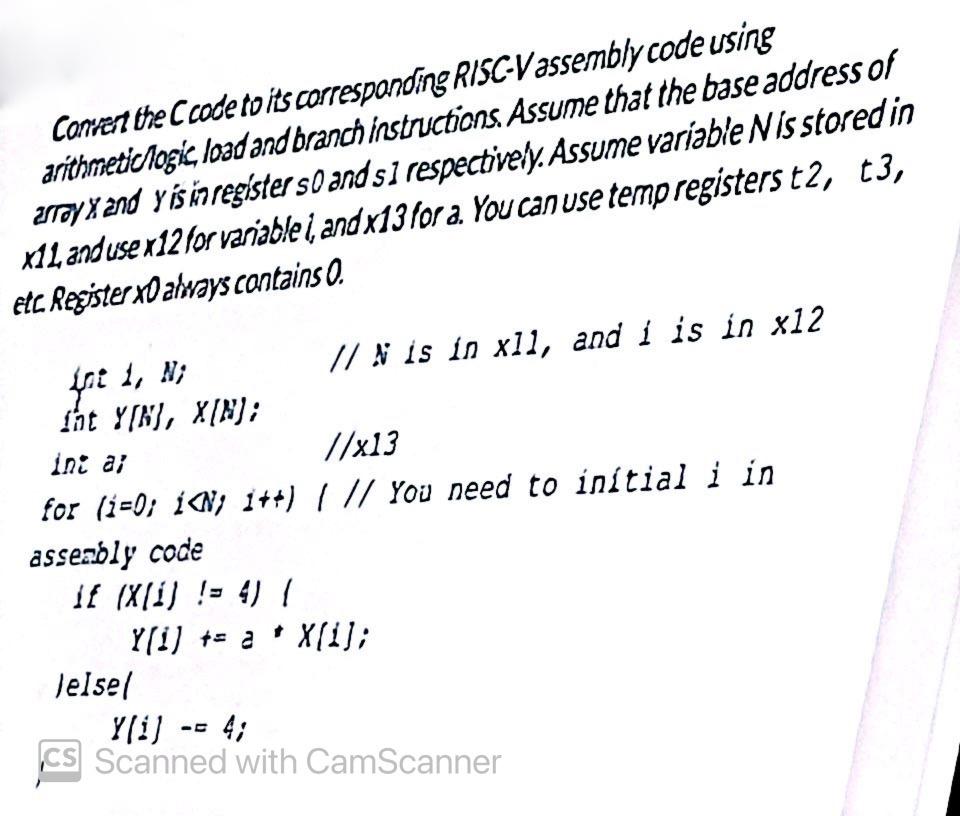 Solved Conven the Code to its corresponding RISC-Vassembly | Chegg.com