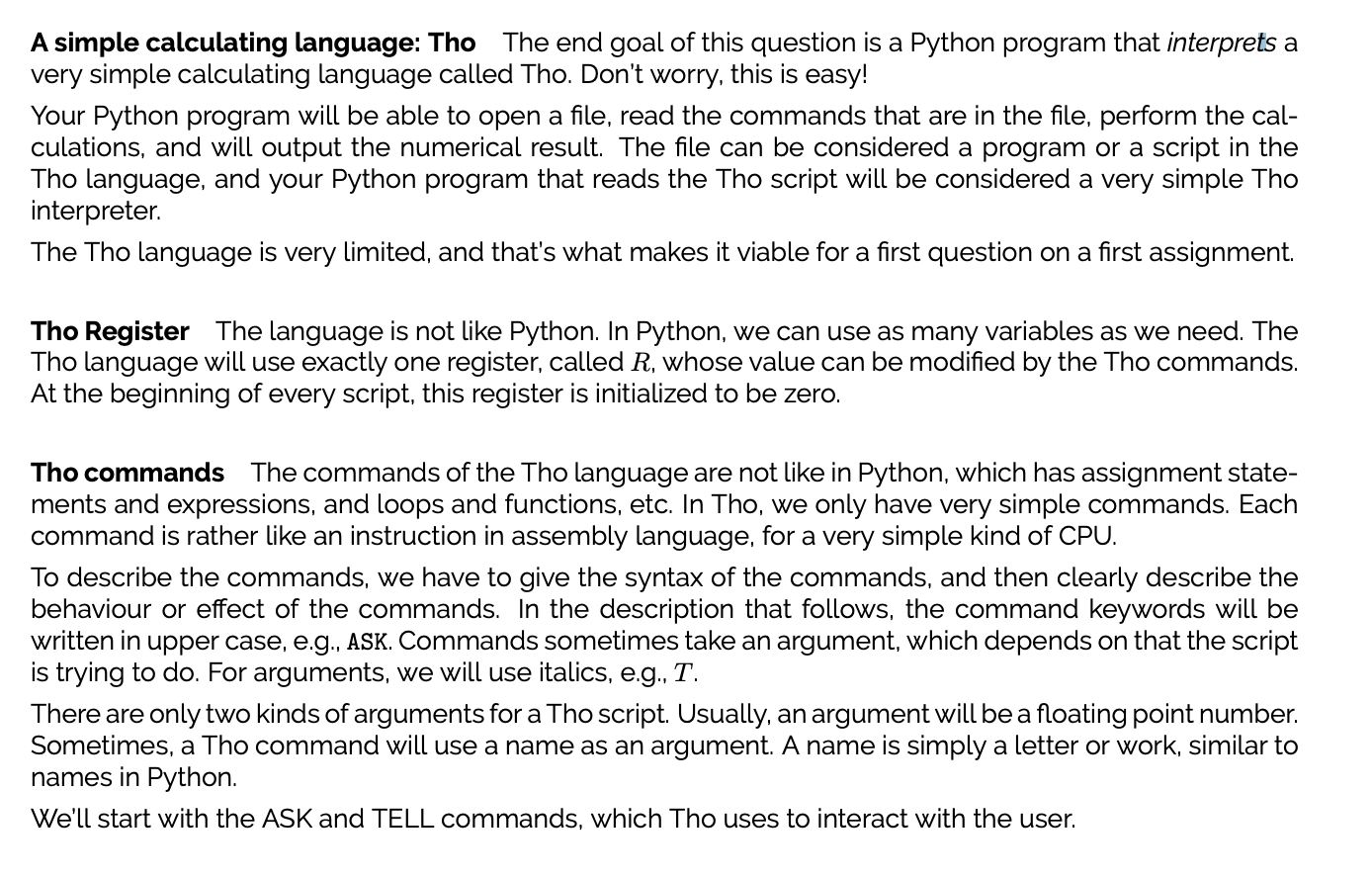 Solved A simple calculating language: Tho The end goal of | Chegg.com