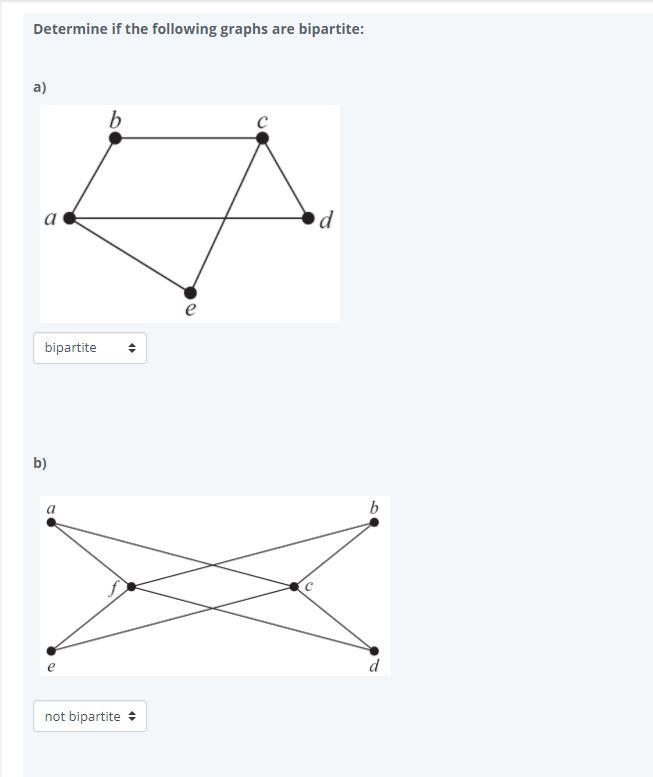 Solved Determine if the following graphs are bipartite: a) b | Chegg.com