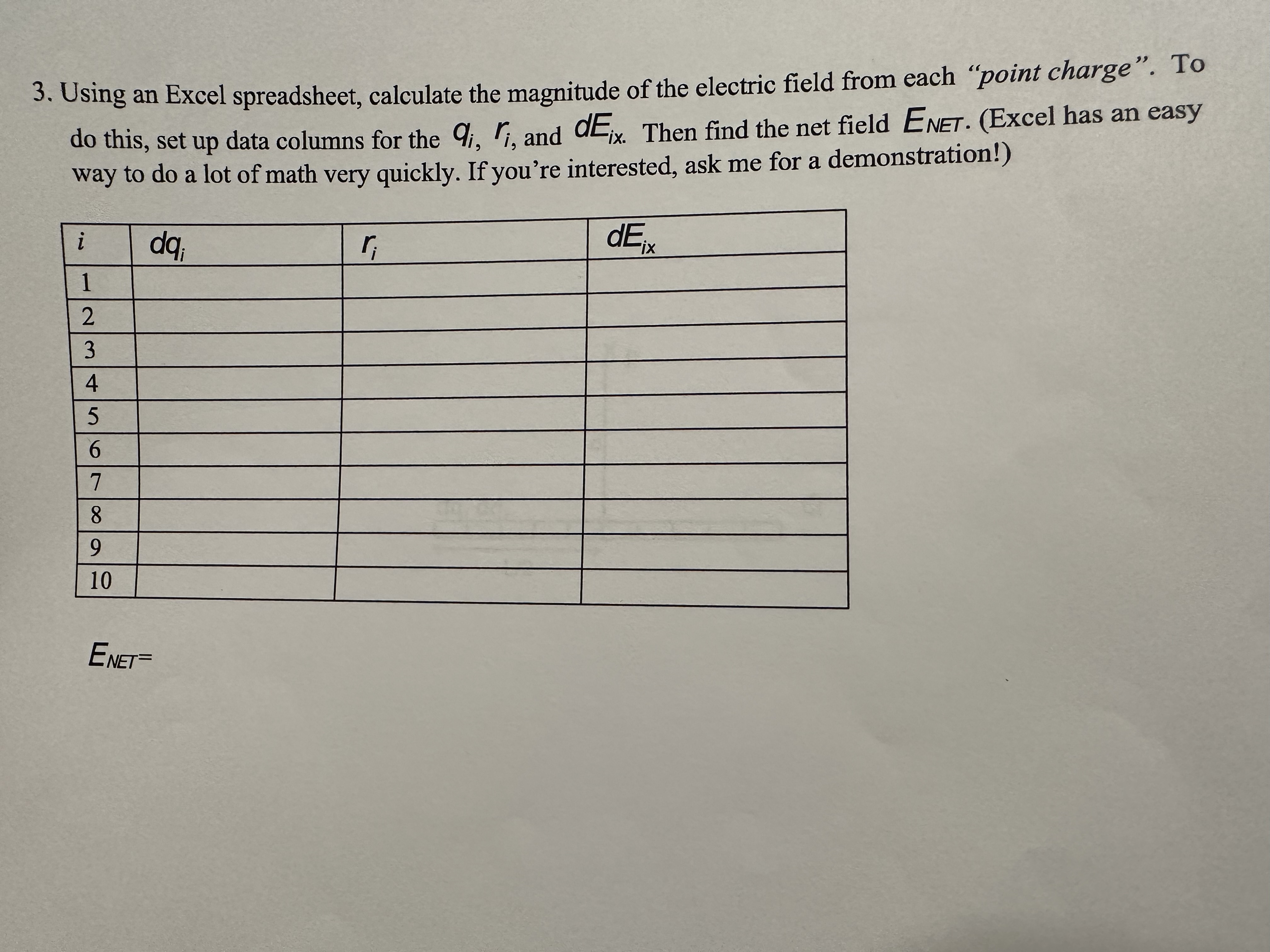 3. Using an Excel spreadsheet, calculate the | Chegg.com