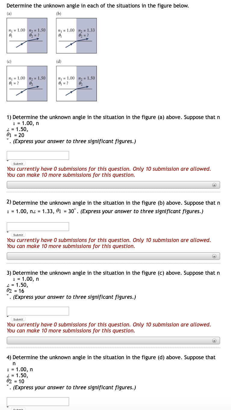Solved Determine the unknown angle in each of the situations | Chegg.com