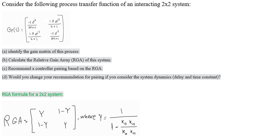 Solved Consider the following process transfer function of | Chegg.com