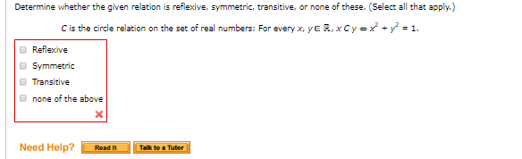 Solved Determine whether the given relation is reflexive, | Chegg.com