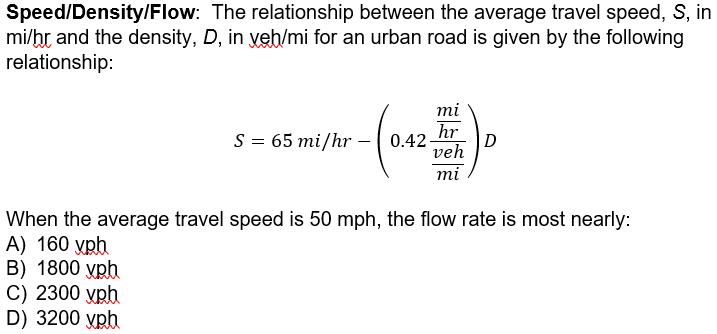 Solved Speed/Density/Flow: The relationship between the | Chegg.com