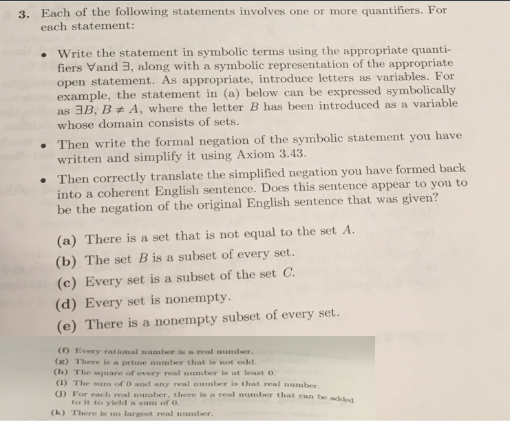 Solved 3. Each of the following statements involves one or | Chegg.com