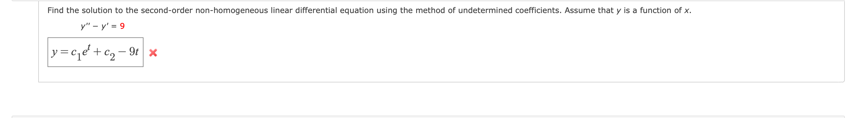 Solved Find The Solution To The Second Order Non Homogeneous 7410