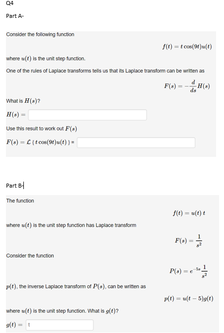 Solved Q4 Part A- Consider the following function f(t) = t | Chegg.com