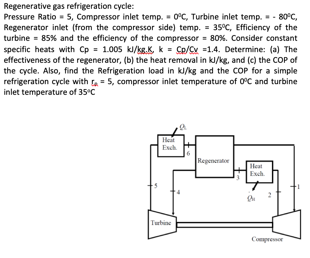 Solved Regenerative gas refrigeration cycle: Pressure Ratio | Chegg.com Solved Regenerative gas refrigeration cycle: Pressure Ratio | Chegg.com