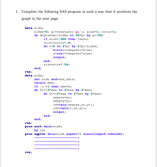 1. Complete the following SAS program in such a way | Chegg.com