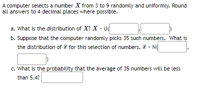 Solved A computer selects a number X from 3 to 9 randomly | Chegg.com
